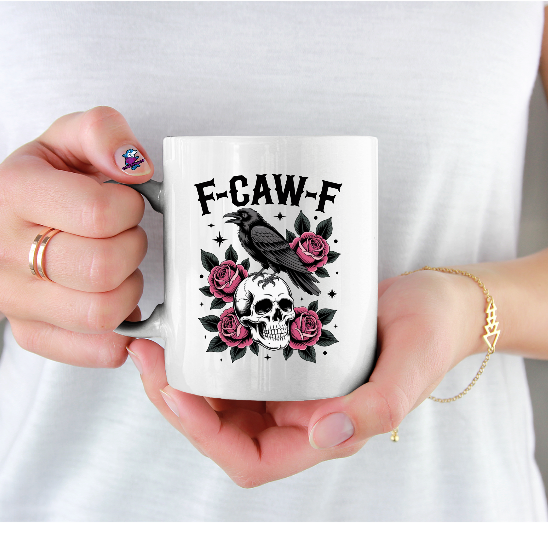 Personalised Funny F-CAW-F Skull Crow Graphic cup, mug - Novelty Humou ...